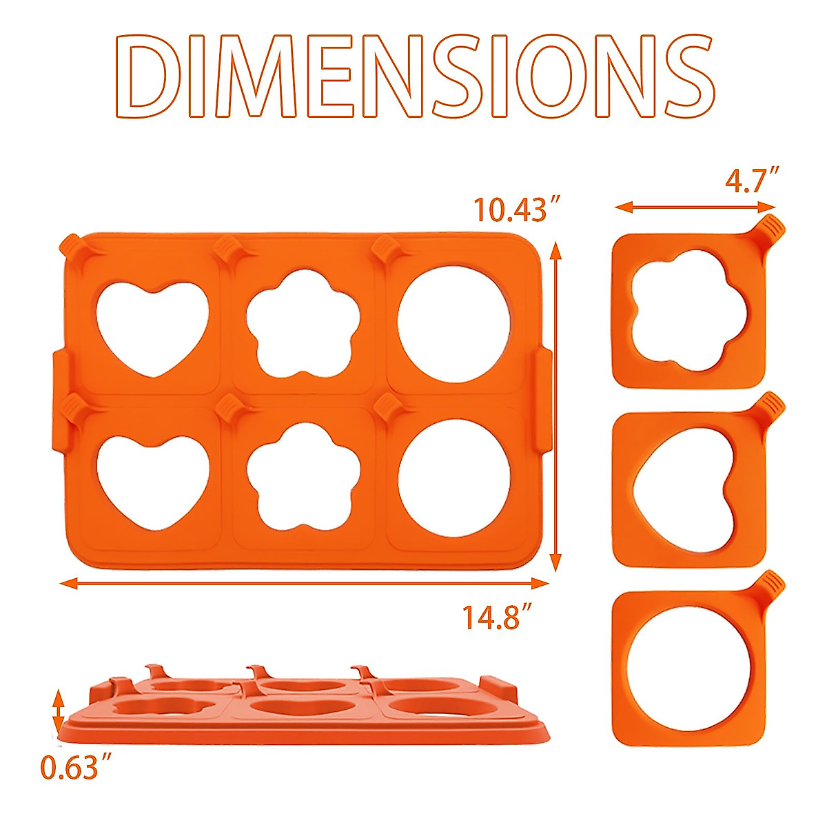 7pcs Griddle Egg Ring Tray Silicone Egg Pancake Mold for Blackstone Griddle Non-Stick Detachable Egg Ring for Frying Eggs Heat Resistant Silicone Egg Molds, 4 Different Shapes