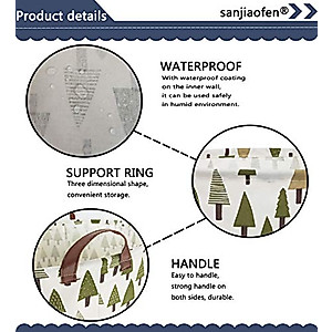 Sanjiaofen Large Storage Bins,Canvas Fabric Laundry Basket Collapsible Storage Baskets for Home,Office,Toy Organizer,Home Decor (Tree)