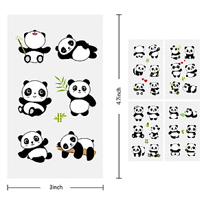 Birthday Decorations Panda Party Favors, 24 Sheets Panda Temporary Tattoos,