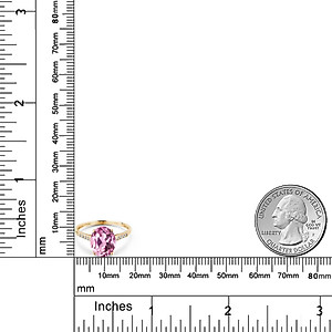 Gem Stone King 10K Yellow Gold 10X8MM Oval Gemstone Birthstone & White Diamond Engagement Ring | Yellow Gold Ring For Women | Available in Size 5-9