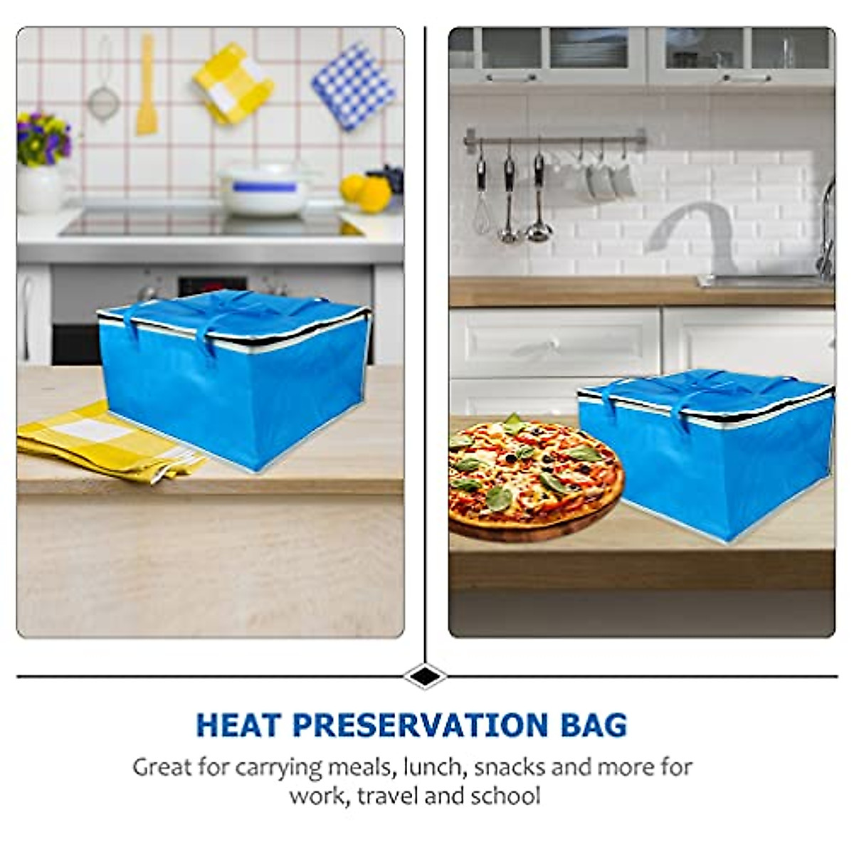 Luxshiny Food Delivery Bag Food Delivery Bags Insulated Reusable Grocery Bag Professional Catering Transportation Bag for Hot Cold Lunch Containers Beverages Drink Packaging Blue Portable