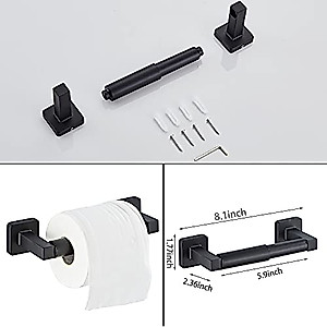Matte Black Bathroom Hardware Set 4 Pieces,Towel Bar Set Stainless Steel Wall Mounted, Includes 16In Hand Towel Bar, Towel Ring, Robe Towel Hooks,Toilet Paper Holder, Bathroom Towel Rack Set