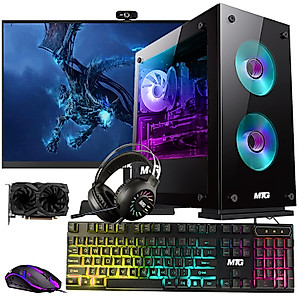 MTG Aurora 4T Gaming Tower PC- Intel Core i7 4th Gen, GTX 1660 Super 6GB GDDR6 192bits Graphic, 16GB Ram, 512GB Nvme, New MTG 27 Inch Monitor, RGB Keyboard Mouse, Headphone, Webcam, Win 10