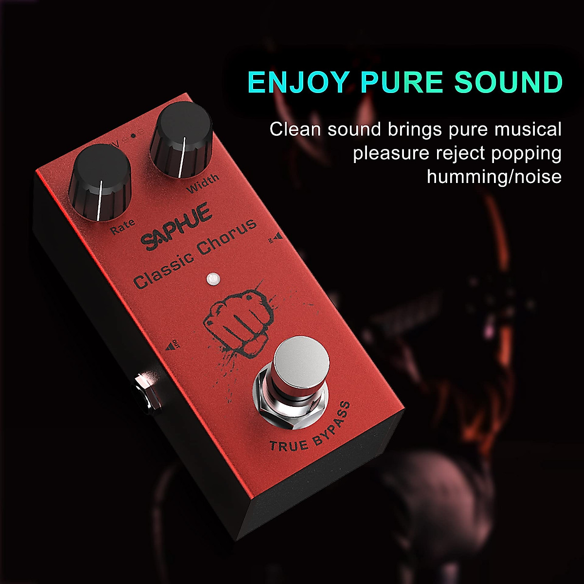 SAPHUE Classic Chorus Guitar Effects Pedal Rate/Width Knob High Low Frequency Effect Pedals with Steel Metal Shell Mini Single Type Dc 9V with True By