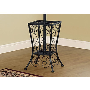 Monarch Specialties 2060, Hall Tree, Free Standing, 8 Hooks, Entryway, 71" H, Umbrella Holder, Bedroom, Metal, Black, Transitional Coat Rack