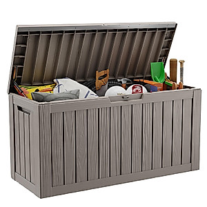 EasyUp 80 Gallon Outdoor Storage Box Waterproof, UV Resistant Resin Deck Box with Hydraulic Rod, Lockable Design and Enhanced Durability for Patio, Garden, and Poolside Use