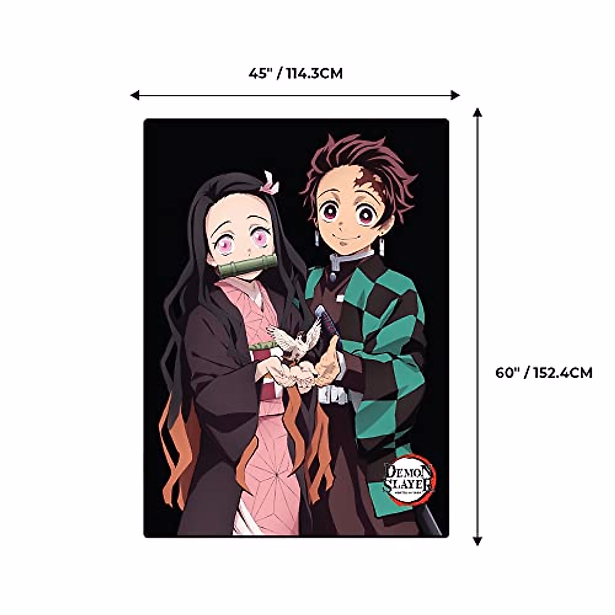JUST FUNKY Demon Slayer Tanjiro Kamado Plush Throw Blanket | 45 X 60 Inches Blanket Featuring Tanjiro and Nezuko | Home Decor | Anime Blanket | Anime Manga Gifts | Official Licensed