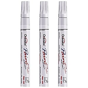 Permanent Paint Markers Pens - 3 Pack White Oil Based Paint Pens, Medium Tip, Quick Drying and Waterproof Marker Pen for Metal, Rock, Wood, Fabric, Plastic, Canvas, Mugs, Stone, Glass