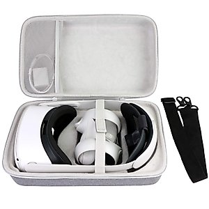 co2CREA Hard Travel Case Replacement for Oculus Meta Quest 2 Advanced All-in-one Virtual Reality Headset for Quest 2 Elite Strap (Grey Case)