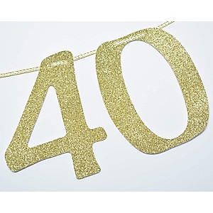 Aloha 40 Banner Sign Garland for 40th Birthday Anniversary Party Decorations Pineapple Party Decor Hawaiian Luau Tropical Theme Party Photo Prop Gold Glitter