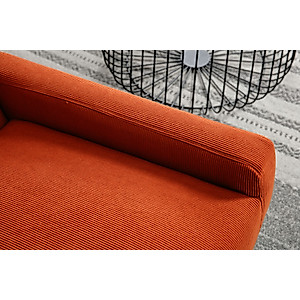 JINS&VICO Accent Arm Chair, Modern Upholstered Single Sofa Chair with Soft Padded Backrest and Low Arms, Comfy Leisure Slant Armchair Reading Chair for Living Room Bedroom Lounge, Orange