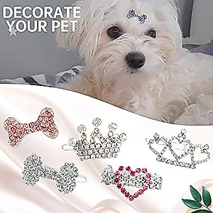 Dog Hair Bows Accessories Puppy Barrettes for Small Dogs Hair Girl Crystal Rhinestone Dog Hair Clips for Chihuahua Yorkie Shih Tzu Dog Tiara Dog Bows Grooming Pet Grooming Products 5 Pack (set of 5)