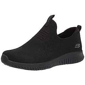 Skechers Women's Slip on Athletic Food Service Shoe, Black, 8