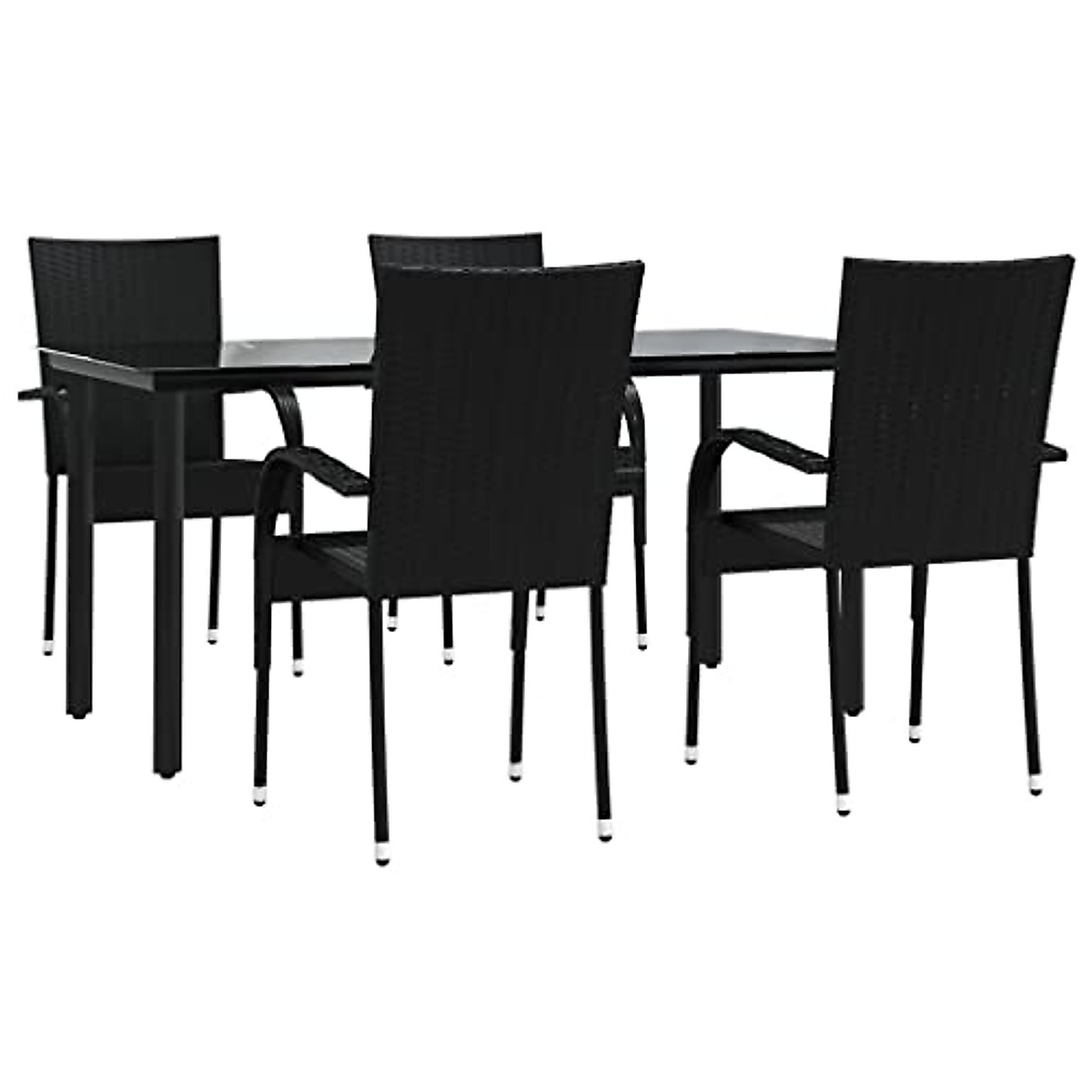 Camerina 5 Piece Patio Dining Set Patio Table and Chairs Set Outdoor Patio Dining Set Outdoor Patio Furniture Patio Set Black Poly Rattan 3156656