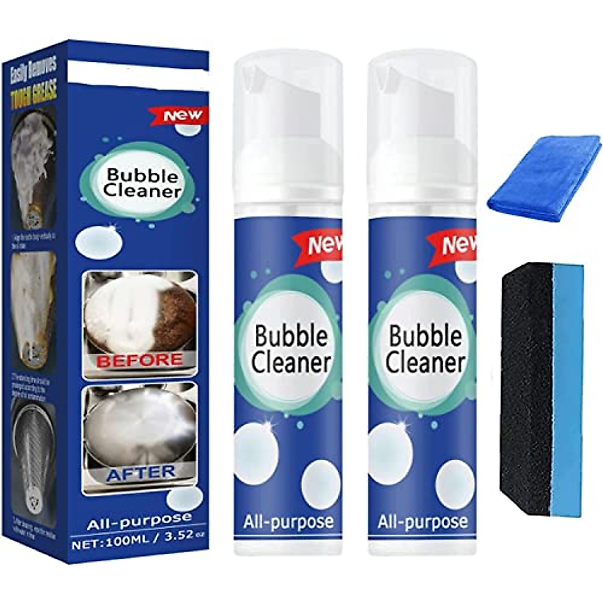 Foam Heavy Oil Stain Cleaner, Super Strong Multi Surface Cleaner, Multi-Purpose Wash Free Cleaning Spray (B) (A)