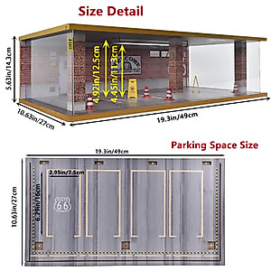 Otypus 1/24 Scale Model Car Display Case with Light, 1 24 Diecast Cars Storage Cases in Parking Lot Scene, Acrylic Toy Garage for Alloy Car Models (Red Brick-8 Parking Place)