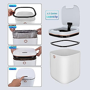 WIYYH Touchless Trash Can with Lid - 4.5 Gallon Smart Trash Can Automatic, Motion Sensor Garbage Can Trash Bin for Bathroom Kitchen Office Bedroom Restroom RV