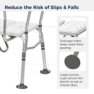 Drive Medical Splash Defense Tub Transfer Bench for Bathtub with Curtain Guard Protection, White