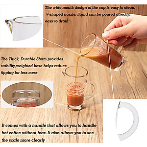 Shot Glasses Measuring cup Espresso Shot Glass Liquid Heavy Glass Wine Glass-[Insulated handle | V-Shaped Spout]-26-Incremental Measurement 1OZ, 6TSP, 2TBS, 30ML (2 Pack-Red)