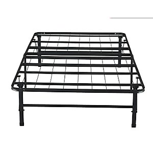 IdealBase 14" Twin Bed Frame Heavy Duty Foldable Bed Frame Folding Bed Frame with Steel Metal Slats Mattress Foundation Box Spring Replacement 600lbs Capacity Platform Bed Twin Bed Frame Size, Black