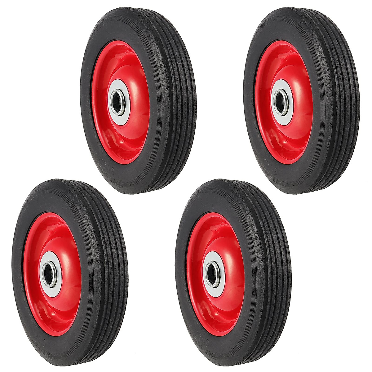 SHEUTSAN 4 Packs 6 x 1.2 Inch Solid Rubber Wheels, Hand Truck Replacement Tire with Ball Bearing, 1.25 Inches Offset Hub and 5/8 Inch Axle Diameter, 350 lbs Load Capacity