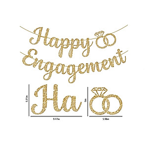 Gold Happy Engagement Banner for Bachelor party Banner, Bride to Be Engagement Decoration