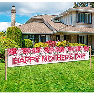 Large Happy Mother's Day Sign Banner Mothers Day Decorations Mothers Day Party Supplies Mothers Day Party Backdrop Indoor Outdoor Decorations