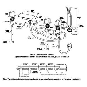 Hanallx Roman Tub Filler Waterfall Tub Faucet Oil Rubbed Bronze Deck Mount Bathtub Faucets Brass Bathroom Faucets with Handheld Shower