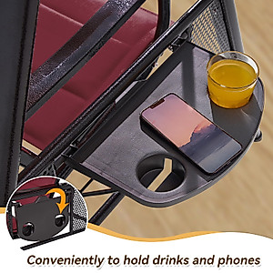 Yalissey 3 Seat Outdoor Swing with Canopy, Patio Swing Chair with Textilene Backrest & 2 Cup Holders for Backyard, Porch, Garden (Wine Red)