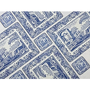 Pimpernel Spode Blue Italian Collection Coasters | Set of 6 | Cork Backed Board | Heat and Stain Resistant | Drinks Coaster for Tabletop Protection | Measures 4” x 4”