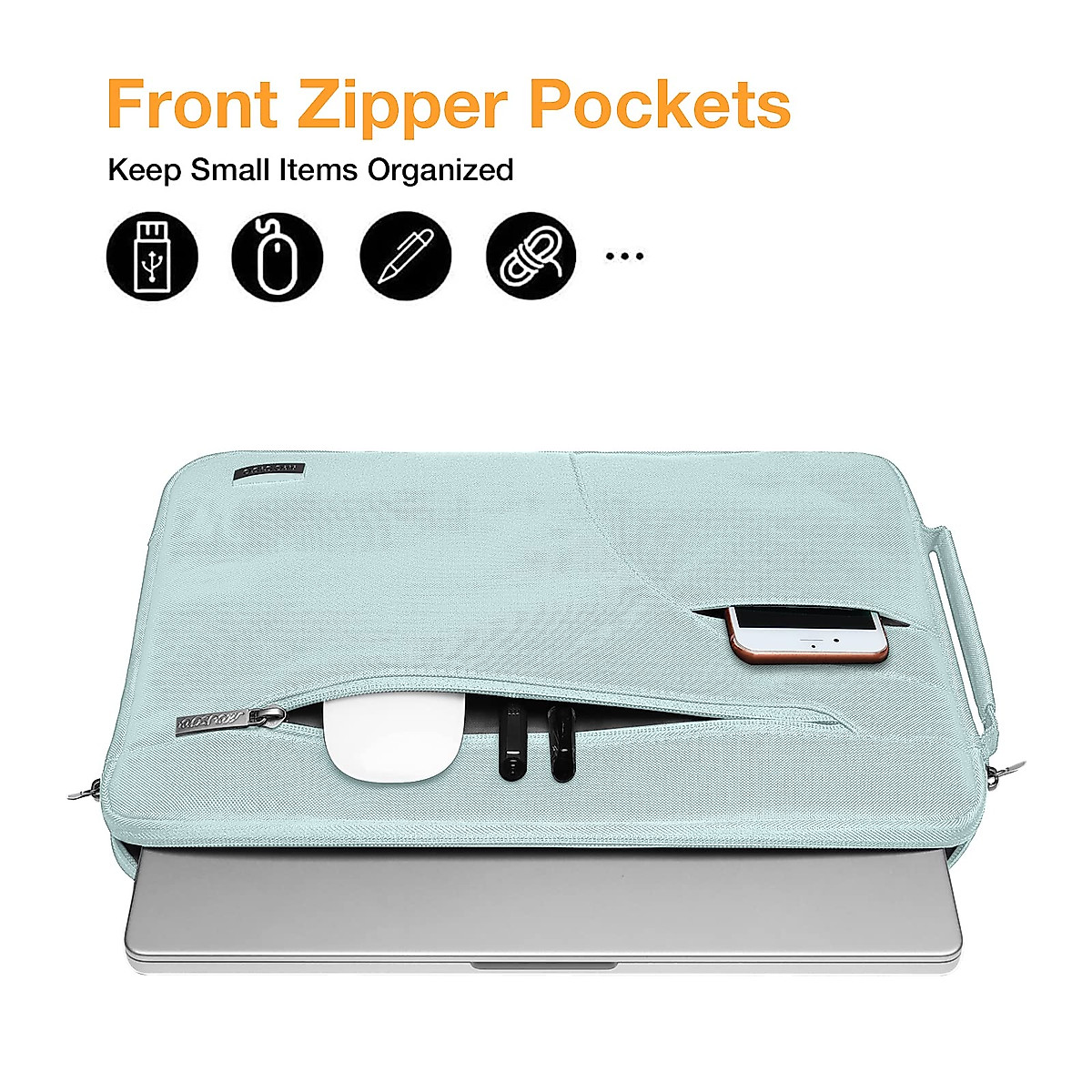 MOSISO Laptop Shoulder Bag Compatible with MacBook Air/Pro,13-13.3 inch Notebook,Compatible with MacBook Pro 14 2023-2021 A2779 M2 A2442 M1, Polyester Briefcase Sleeve with Side Handle, Mint Green