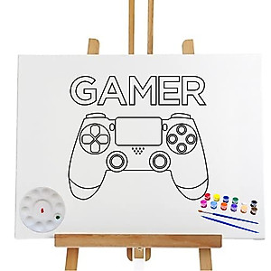 Essenburg Pre Drawn Canvas Gamer Paint Kit | Adult & Teen Sip and Paint Party Favor | DIY Date Night Couple Activity (S 8x10 CANVAS ONLY)