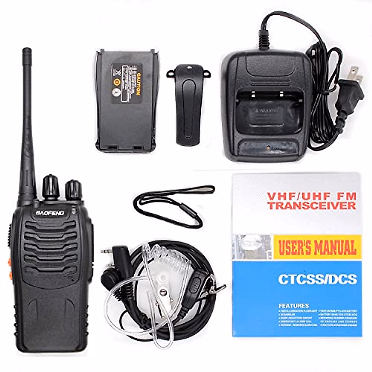 BAOFENG BF-888S Two Way Radio Long Range 16 CH Baofeng Radio and Tenway Covert Air Acoustic Tube Earpiece (Pack of 10)
