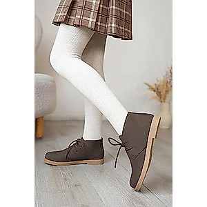 Coutgo Boys Girls Chukka Boots Comfort Round Toe Outdoor Lace Up Ankle Booties(Toddler/Little Kid/Big Kid), Coffee, Size 4