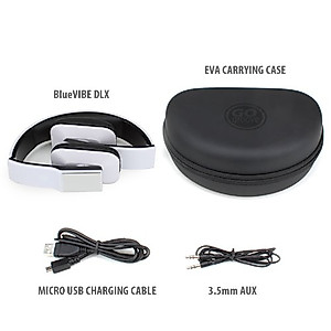 GOgroove BlueVIBE DLX Bluetooth Lightweight Wireless Over The Ear Headphones – 14 Hour Battery Life & 3.5mm Aux Input – Padded & Noise Isolating Plush Earpads for Comfort – Water Resistant Hard Case