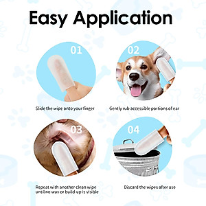 Mooncat Ear Cleaner Wipes｜Ear Cleansing Finger Wipes for Cats ｜Ear Wipes for Cats｜Dog Grooming Supplies｜Reduces Dirt and Cleans Wax Buildup｜Pet Ear Wash Wipes｜— 40 Finger Wipes