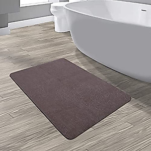 FairOnly Bath Mat Rug Thin Under Door Bathroom Floor Mats Rubber Non Slip Super Absorbent Bathroom Rugs for Bathtub Shower Sink Bathroom Under Door, 17" x 24", Brown