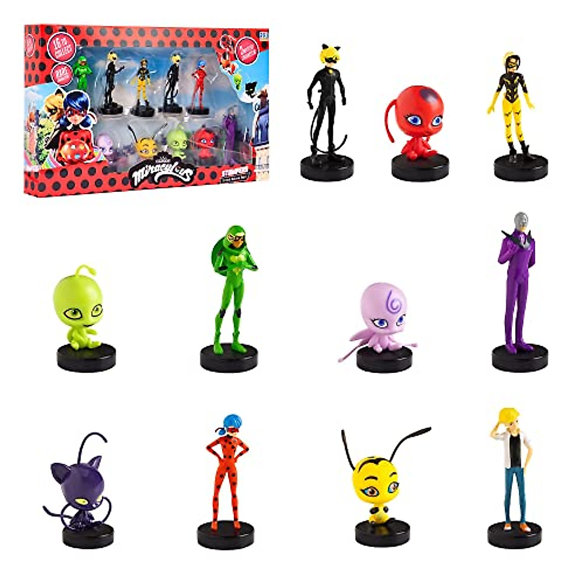 P.M.I. Miraculous Ladybug Stamps for Kids |12 Miraculous Ladybug Stampers Out of 16 Collectibles in 1 Pack | Miraculous Ladybug Stationery, Stampers, Birthday Party Supplies - Cat Noir (Assortment A)