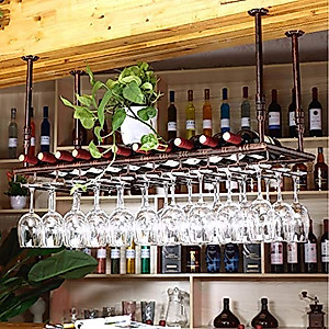 Ceiling Wine Glass Holder, Stemware Rack, Bar Floating Wine Rack Wine Goblet Holder, Adjustable High Hanging Wine Goblet Rack -Vintage Bronze (Size : 60×35cm(24×14inch))