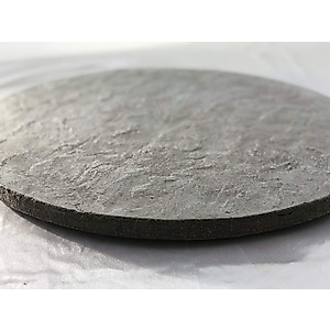 Concrete Lazy Susan Unique Slate Imprint Texture, Hand Crafted, Gray, Turntable, 360 Degree Swivel, Made in USA, 18" Textured Cement Lazy Susan, Home Decor by Concrete Resurrection
