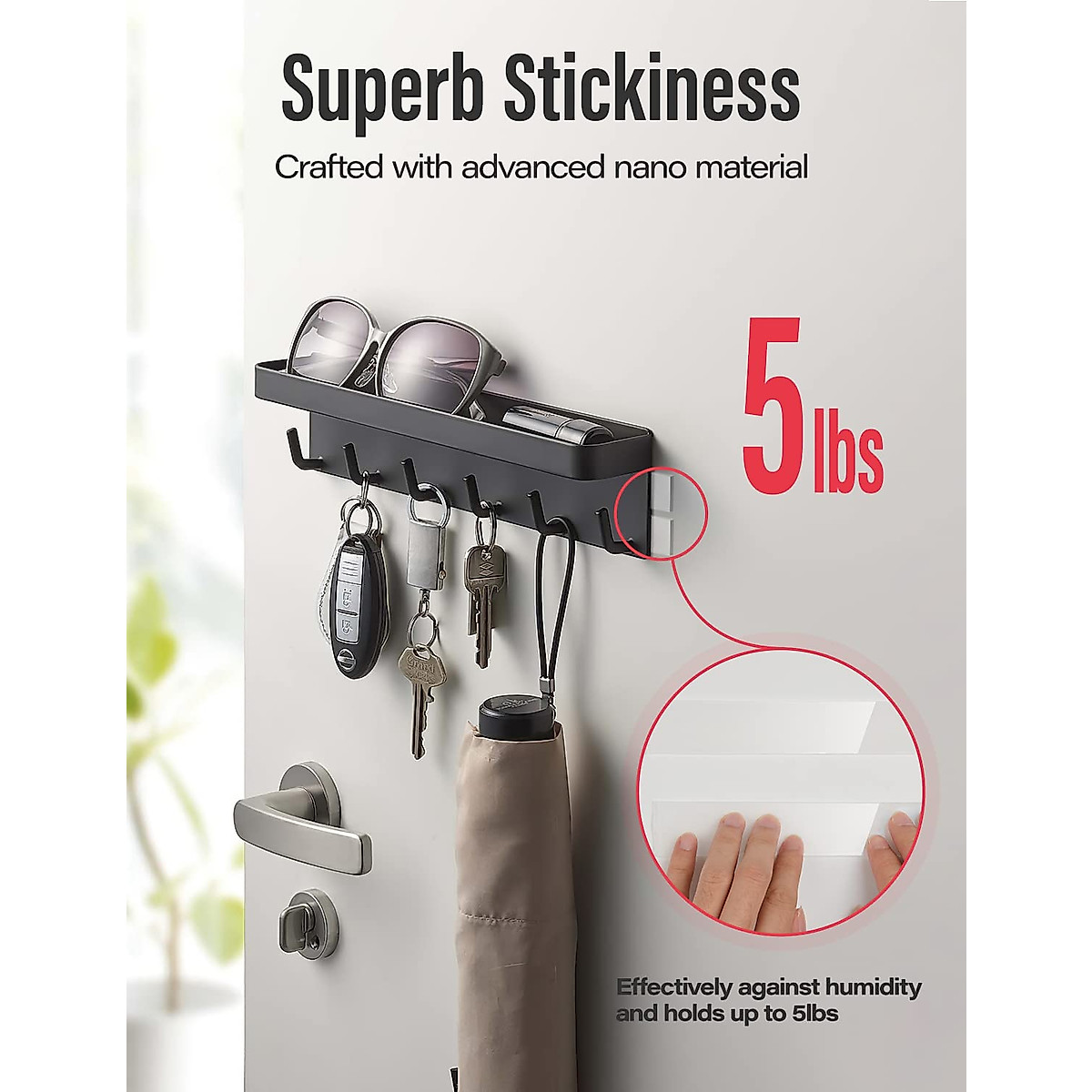 UALAU Double Sided Tape with Cutter, 16.5FT Heavy Duty Removable Washable Grip Mounting Tape for Home/Office/Car Decor, Fix Carpet Mats