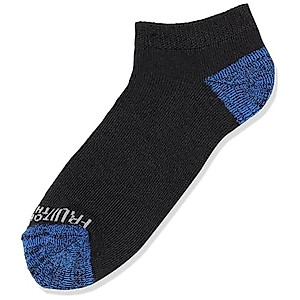 Fruit of the Loom Boys Little 10 Pair Half Cushion No Show Socks, black assort, Small (Shoe Size: 4.5-8.5)