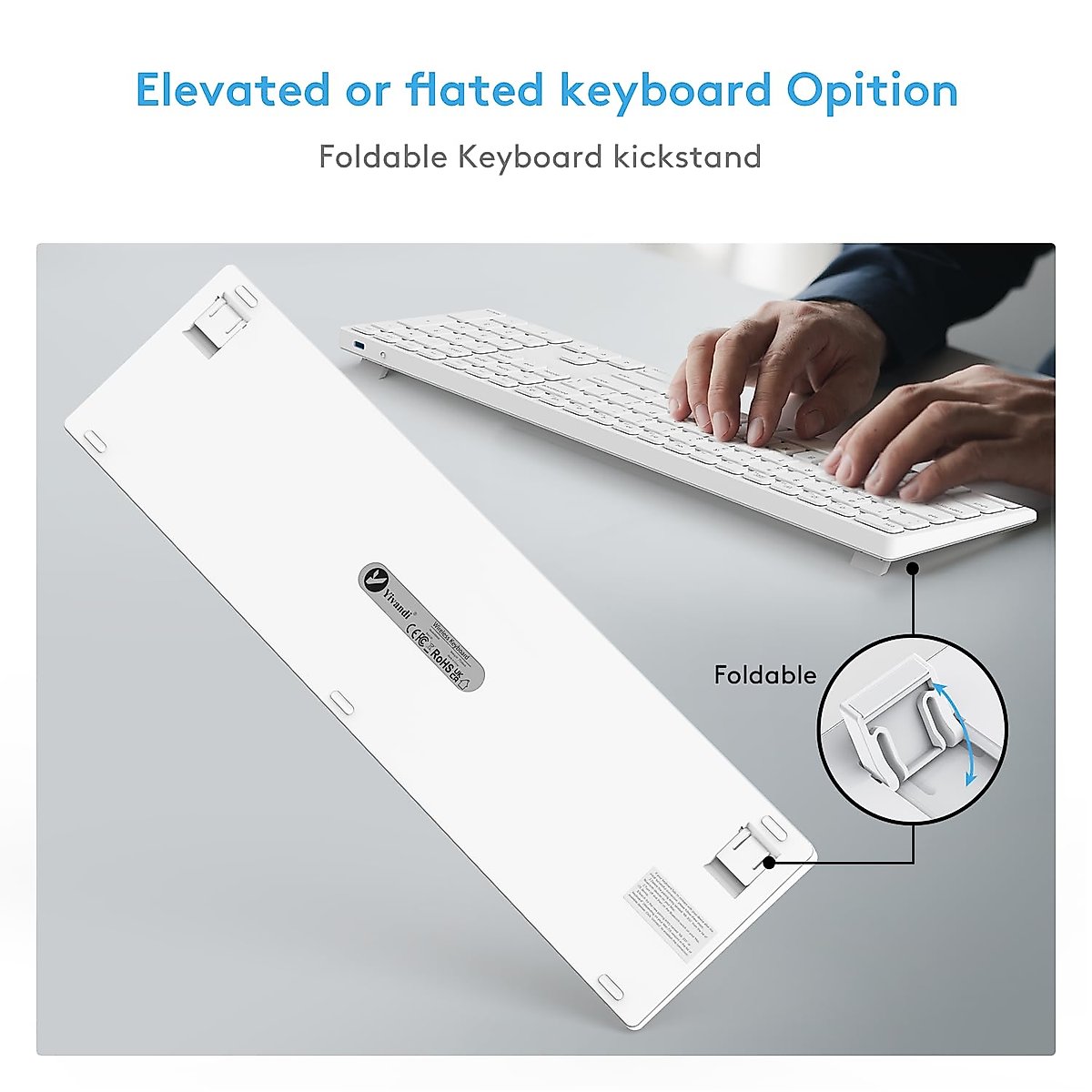 Full-Size Wireless Bluetooth Keyboard for Apple Mac OS Layout with Numeric Keypad,Keypad Risers,90-Day Life Rechargeable Battery,Scissor-Switch Tactile Typing for iMac/Mac Mini/MacBook Pro/Air