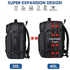 palamea Spirit Airlines Personal Item Backpack 18x14x8inch, Underseat Carry On Bag for Airplanes 40L Expandable Travel Backpacks Laptop Backpacks