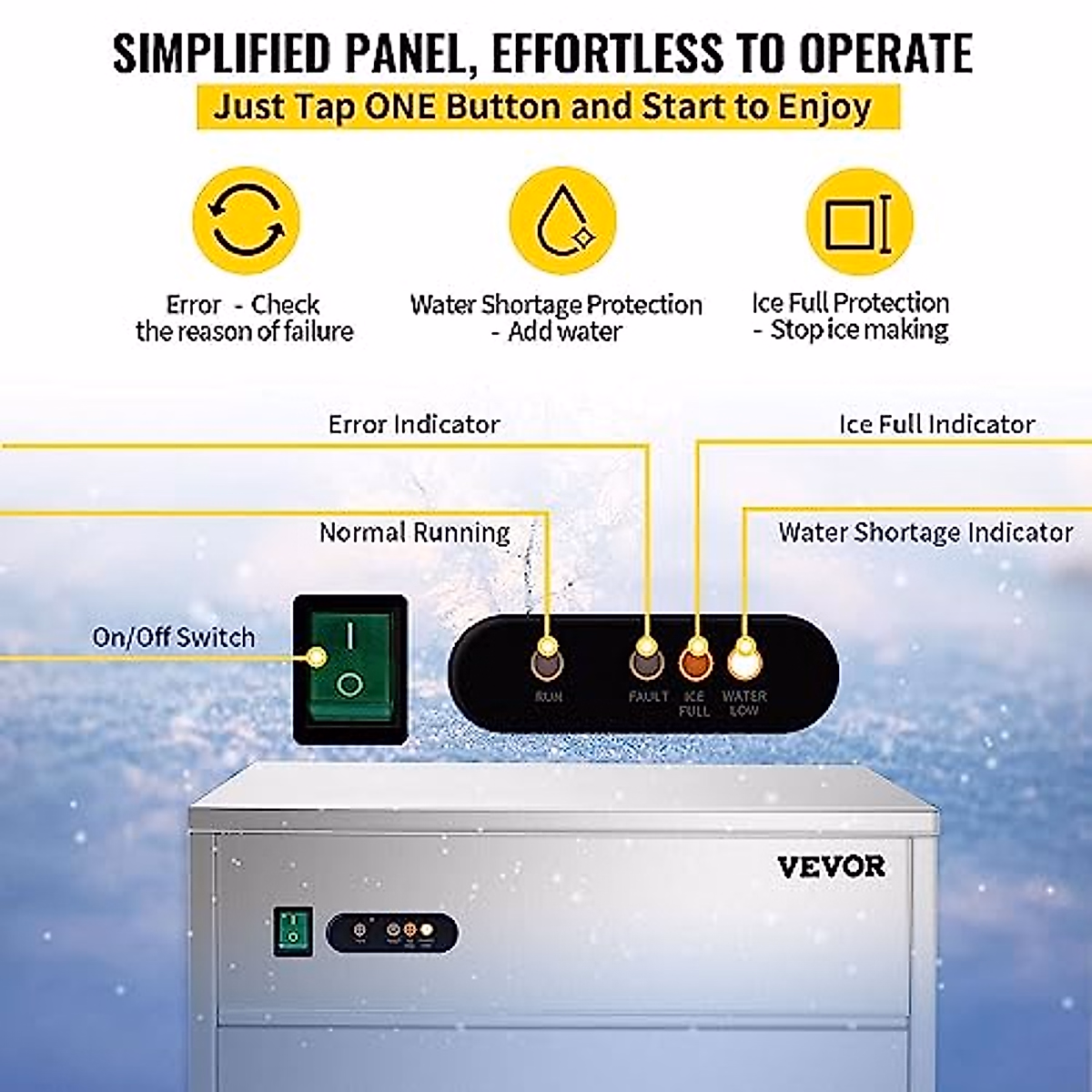 VEVOR Flake Ice Maker, 154lbs/24h Commercial Ice Maker Machine ETL Approved Food Grade Stainless Steel Flake Ice Machine for for Seafood Restaurant Laboratories etc