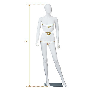 6 FT Female Mannequin Dress Form Display - Manikin Torso Stand Realistic Full Body Mannequin for Retail Clothing Shops, Halloween Christmas Cosplay, White (No.1)