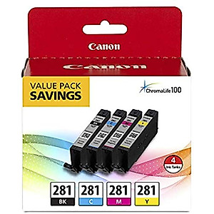 Canon CLI-281 BKCMY 4-Color Ink Tank Value Pack, Canon PGI-280 XXL Pigment Black Ink Tank