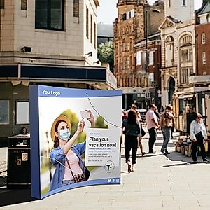 BannerBuzz Custom Step & Repeat Fabric Pop Up Display, Straight and Curved shape, Graphic with Hardware, 230 GSM Polyester Fabric, 1440 DPI Dye Sublimation Printing (8'W X 8'H)