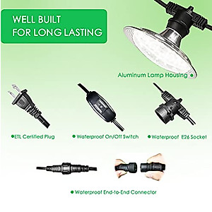 Yidasyn LED Outdoor Grow Lights String for Greenhouse Plants Waterproof 22FT(6 Lights) with 110V Plug Daisy Chain,Full Spectrum Grow Lights Outdoor for Seedling Veg Flower of Garden Backyard Farm