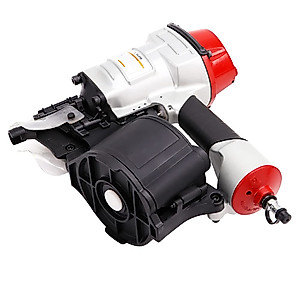 HiwowSport Nail Gun 1-3/4" to 2-3/4" Pneumatic Roofing Nailer,15° Coil Nailer with Safety Goggles